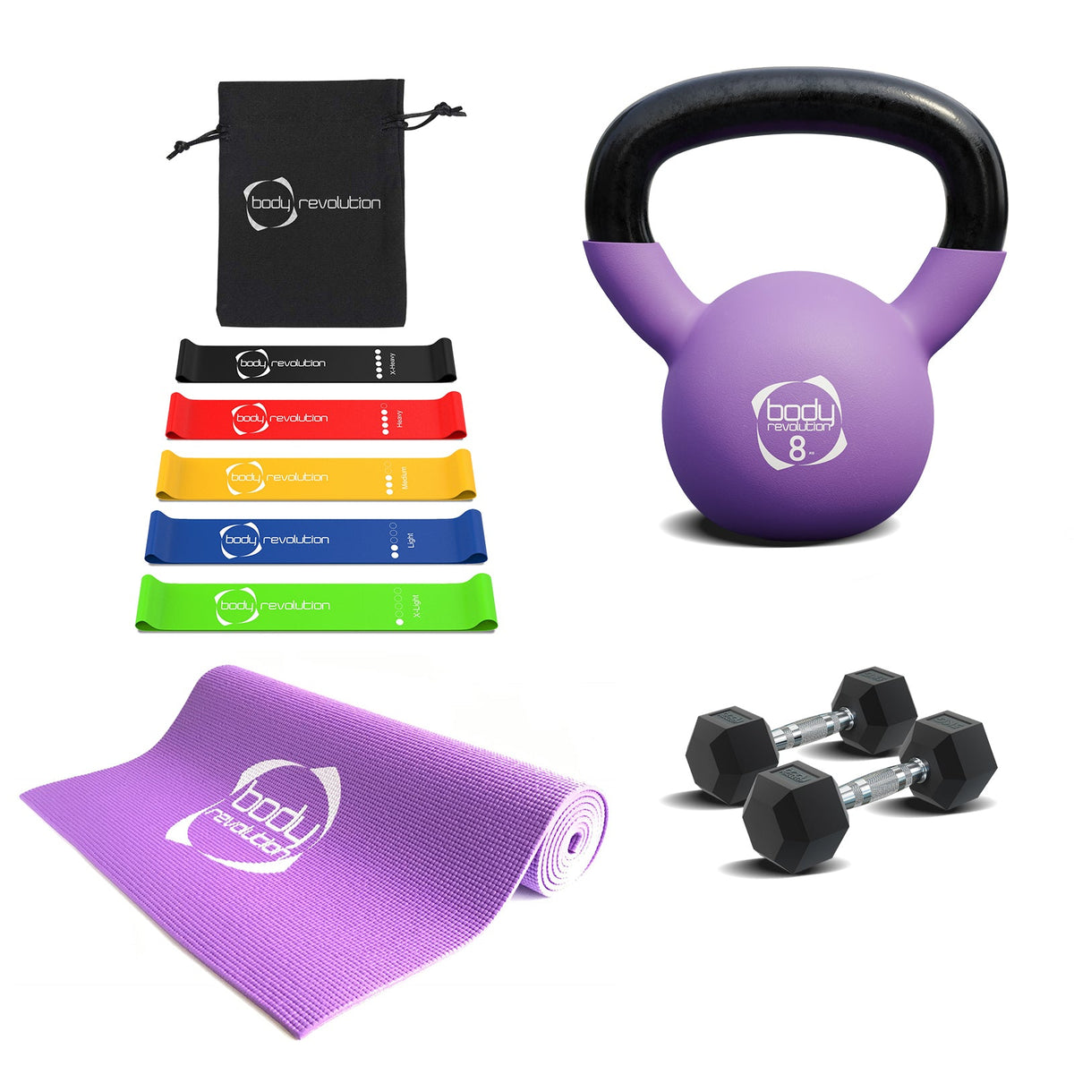 Home Strength Training Bundles - Dumbbells+ Kettlebell + Yoga Mat + Re ...